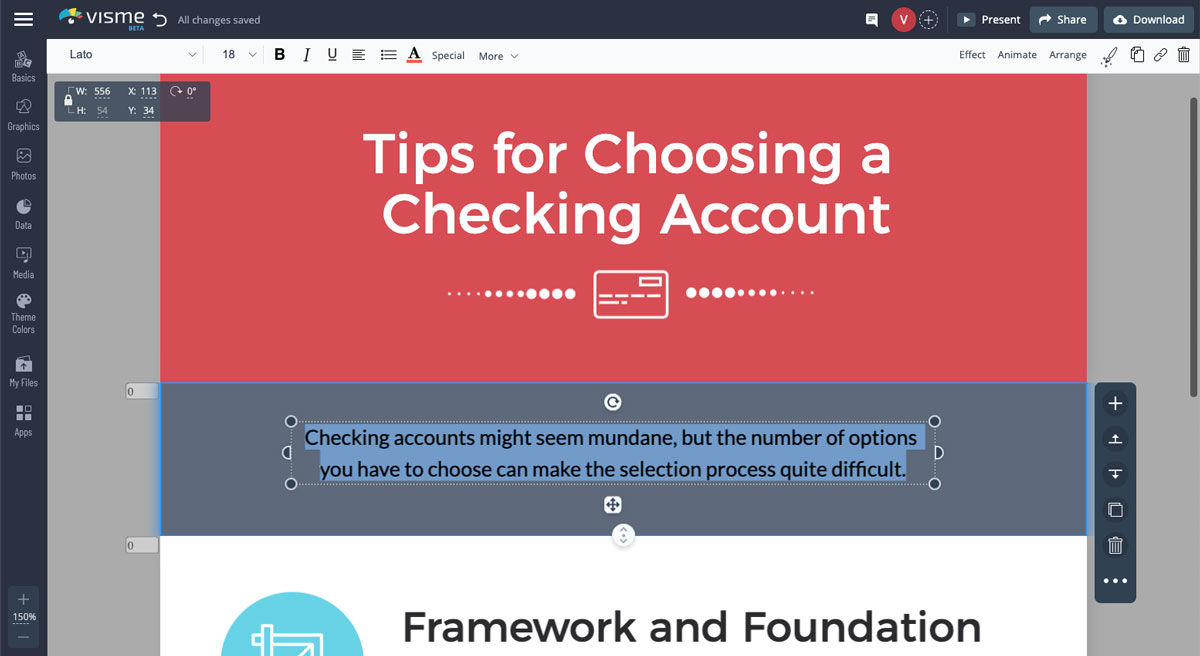 3- Insert the Text Content Into Your Infographic - support Visme
