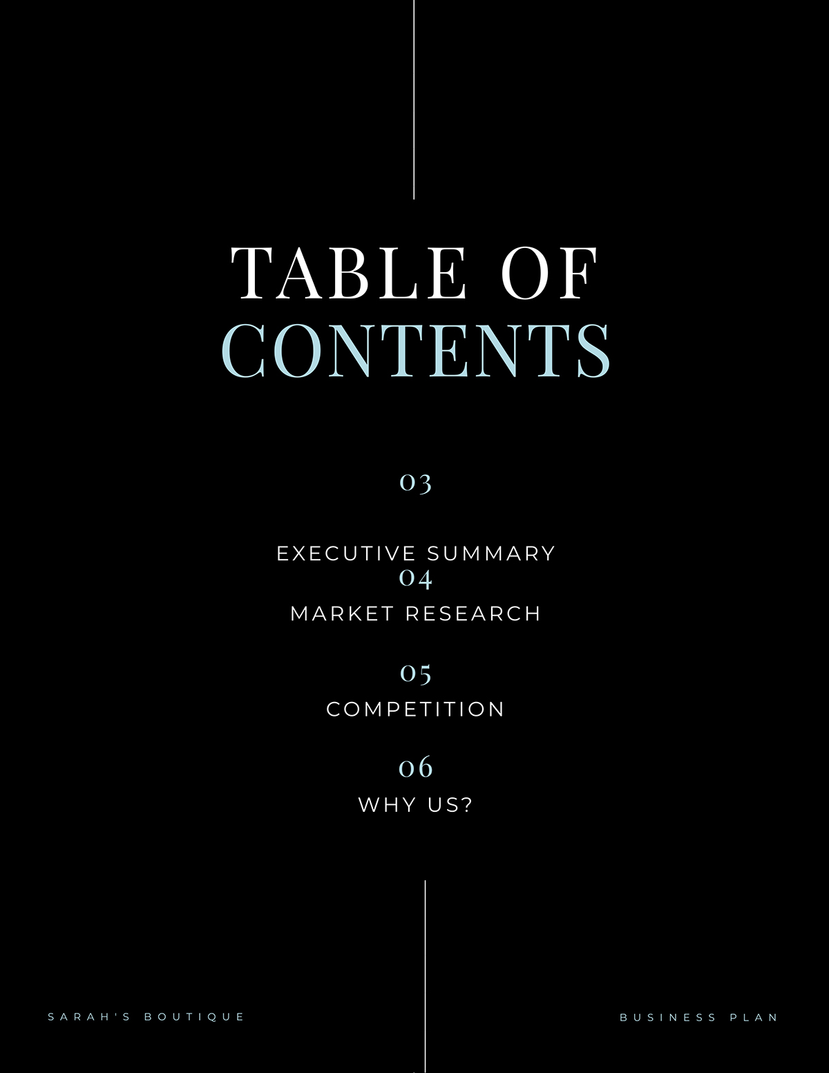Business Plan Table Of Contents Template
