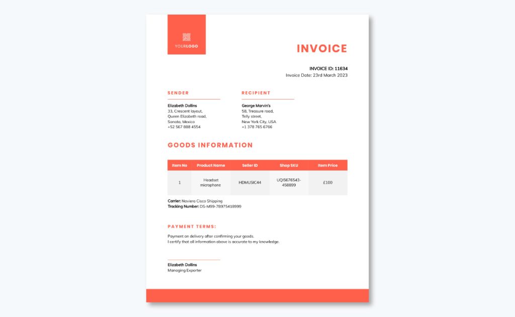 13 Professional Commercial Invoice Templates