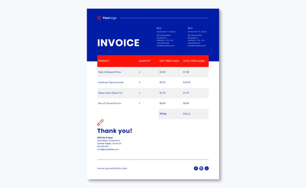 13 Professional Commercial Invoice Templates