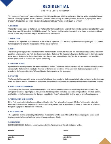 One Page Lease Agreement: How to Write It + Templates | Visme