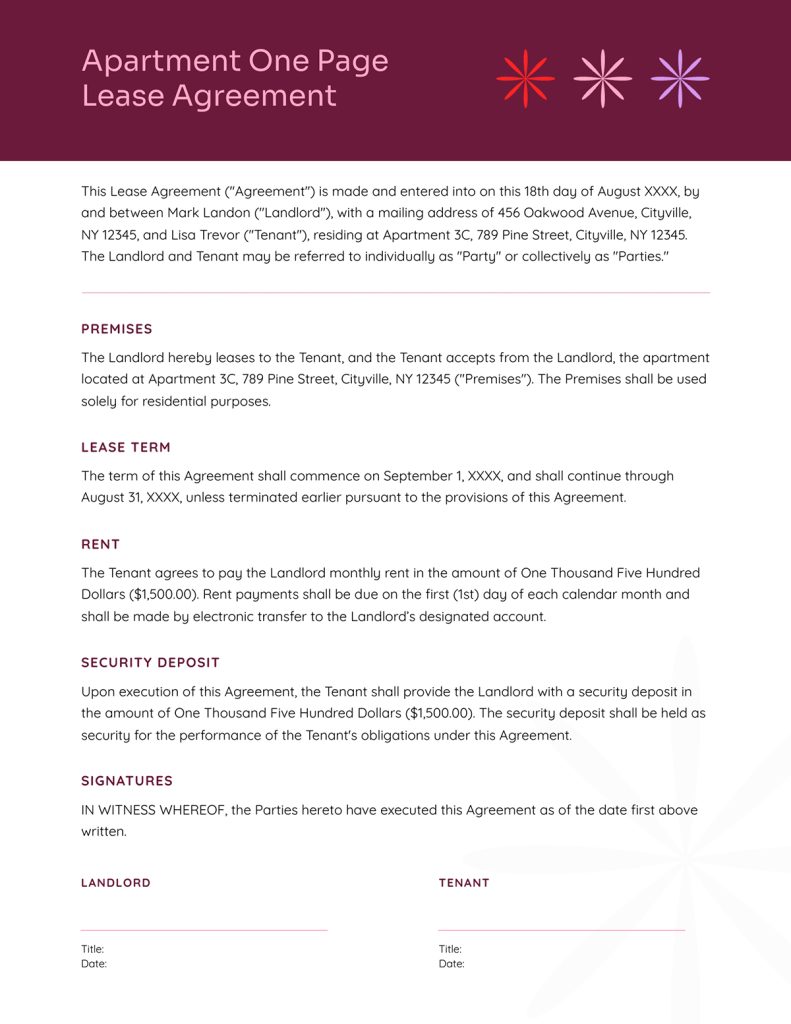 One Page Lease Agreement: How to Write It + Templates | Visme